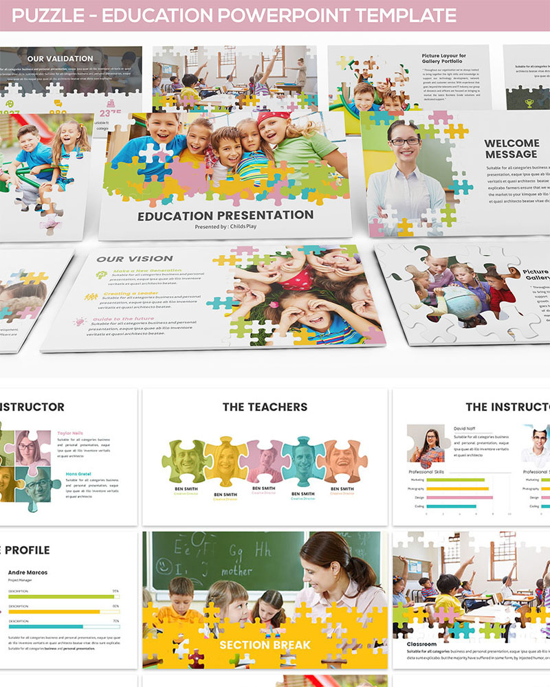 Puzzle - Education PowerPoint template - TemplateMonster