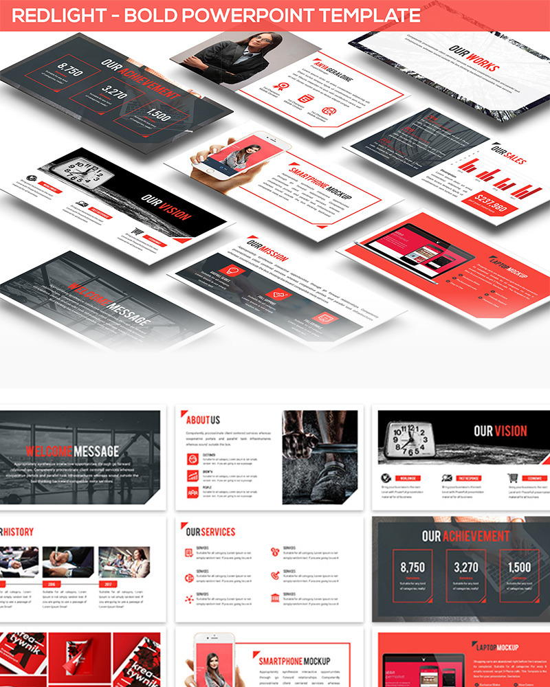 Redlight - Bold PowerPoint template #81756 - TemplateMonster