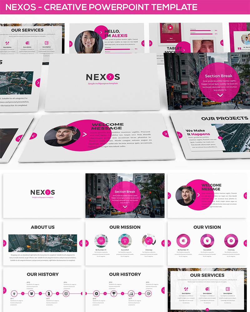 Nexos - Creative PowerPoint template - TemplateMonster