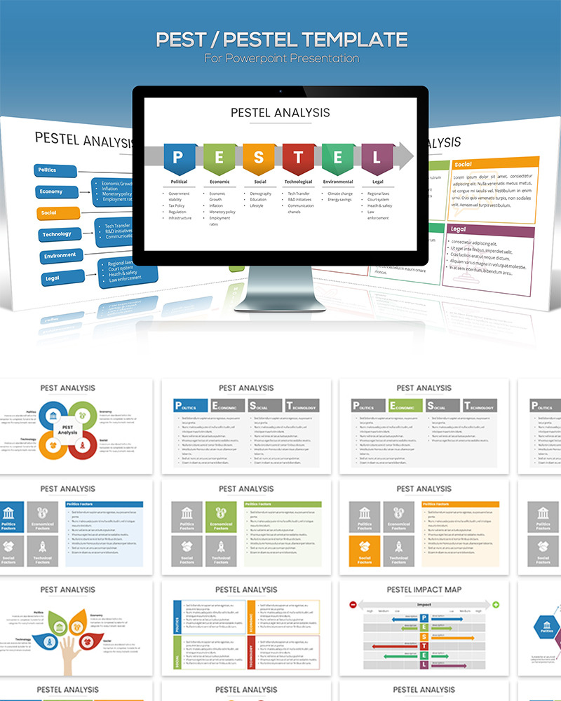 Pest / Pestel Diagram for PowerPoint template