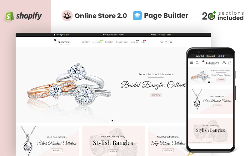 Elements Jewellery Store Shopify Theme - TemplateMonster