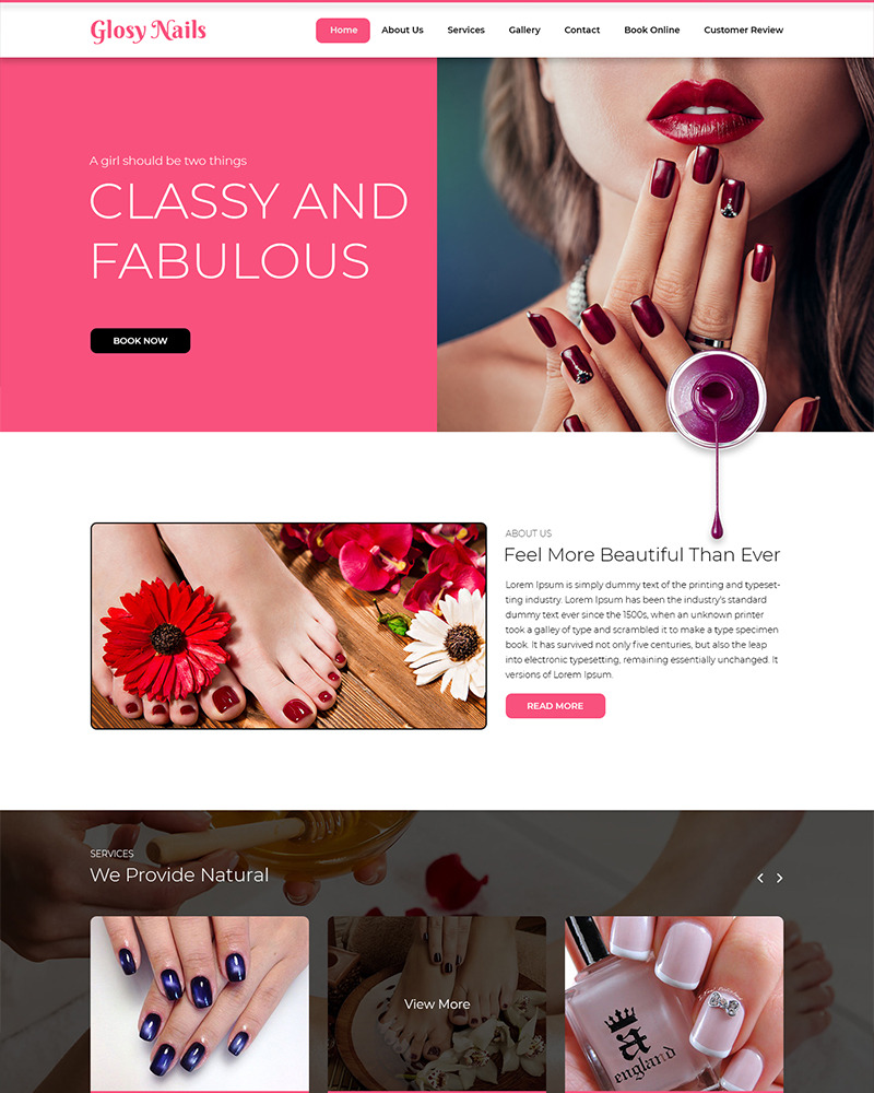 Glosynails - Nail Salon PSD Template - TemplateMonster