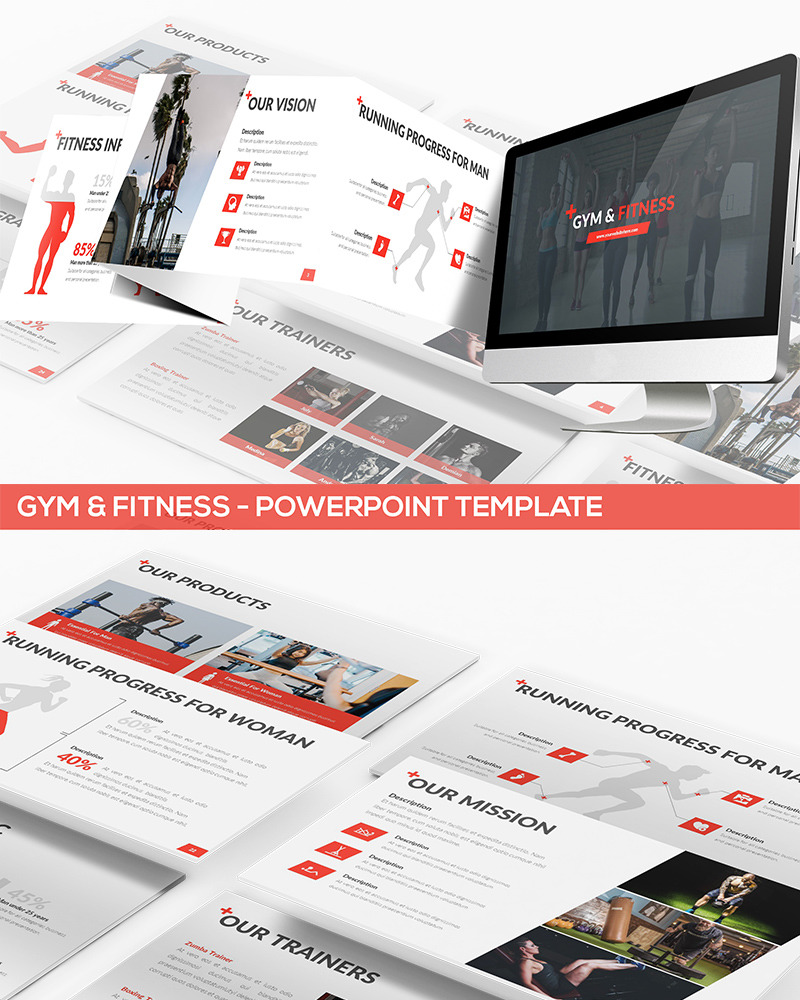 Gym & Fitness PowerPoint template #81906 - TemplateMonster