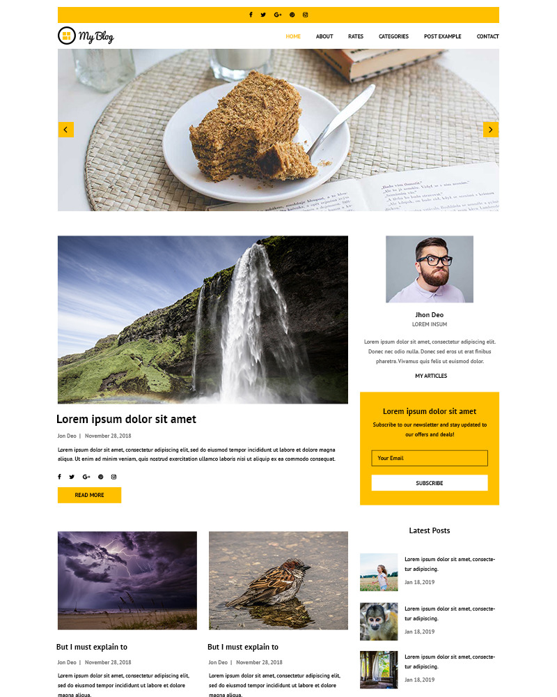 My Blog - Personal Blog PSD Template - TemplateMonster