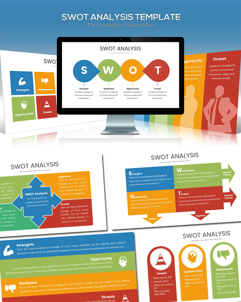 Plantilla de PowerPoint - análisis FODA - TemplateMonster