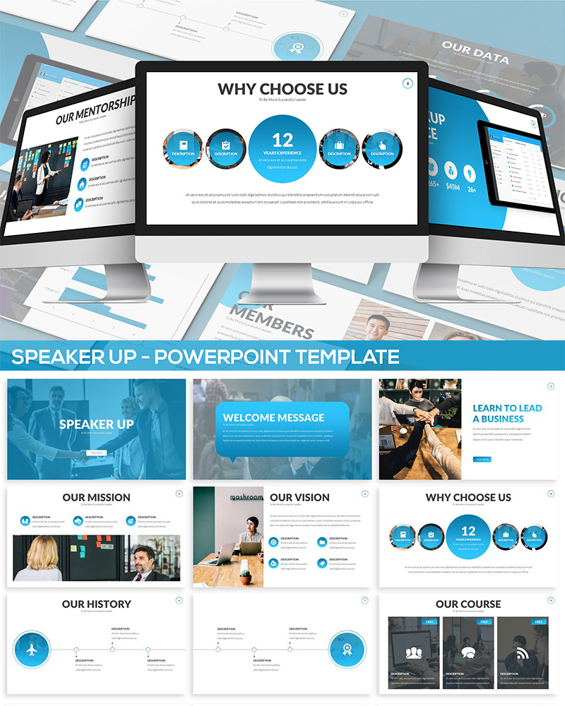 Speaker Up PowerPoint template #81993 - TemplateMonster
