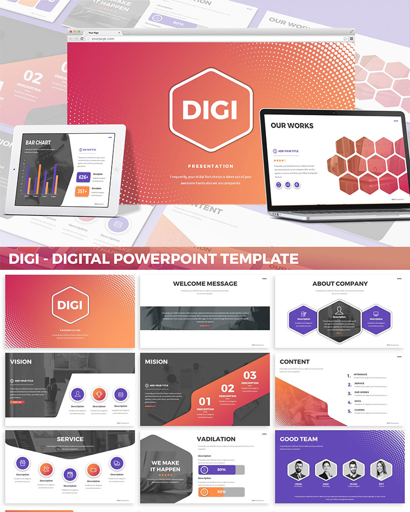 Digi - Digital PowerPoint template #82072 - TemplateMonster