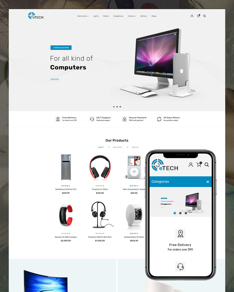 ETech Electronics Store OpenCart Template - TemplateMonster