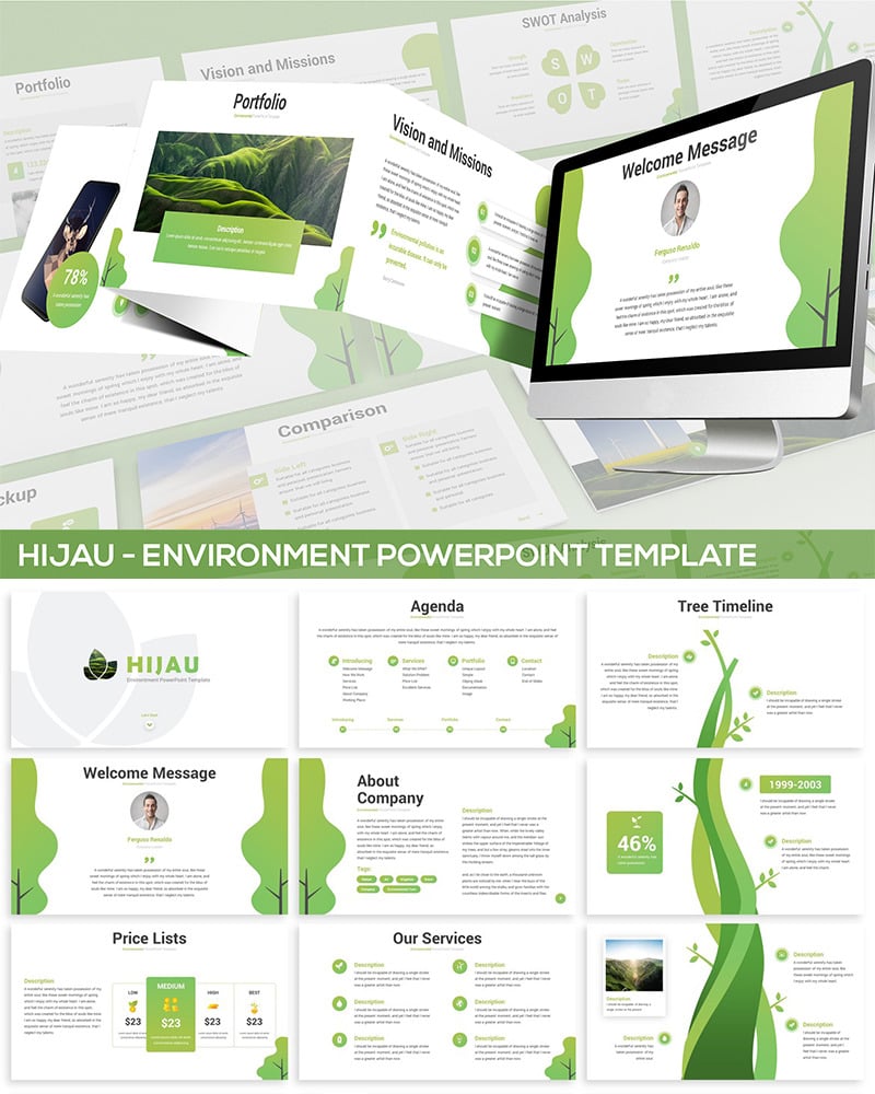 Hijau - Environment PowerPoint template - TemplateMonster