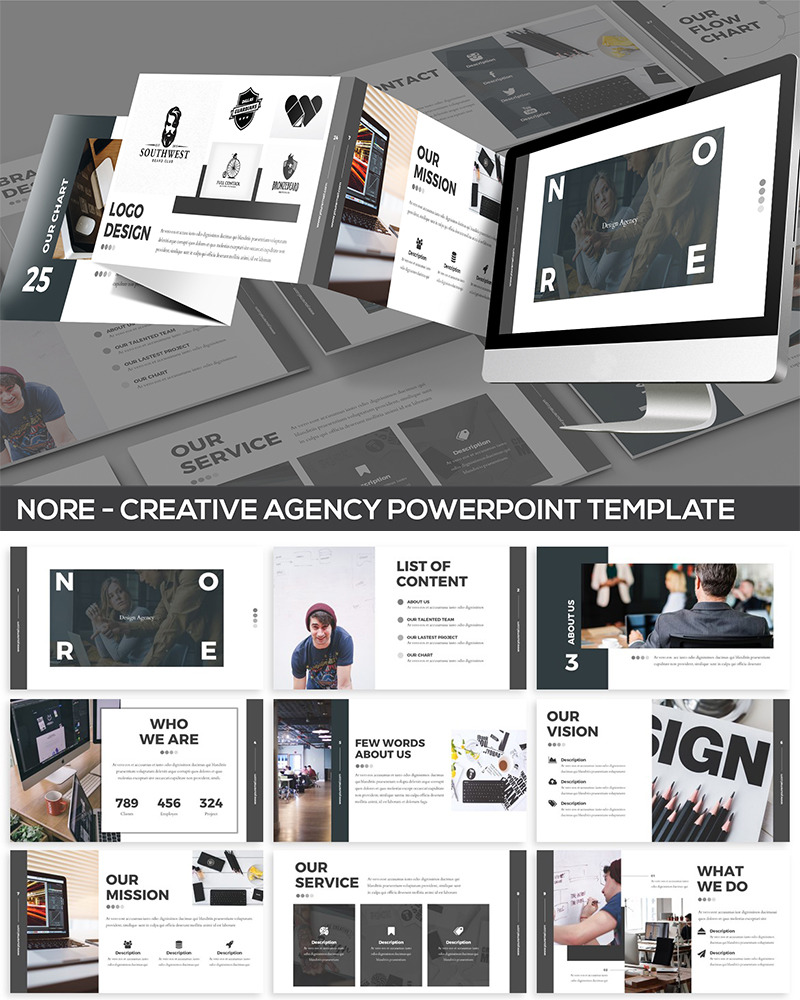 Nore - Design Agency PowerPoint template - TemplateMonster