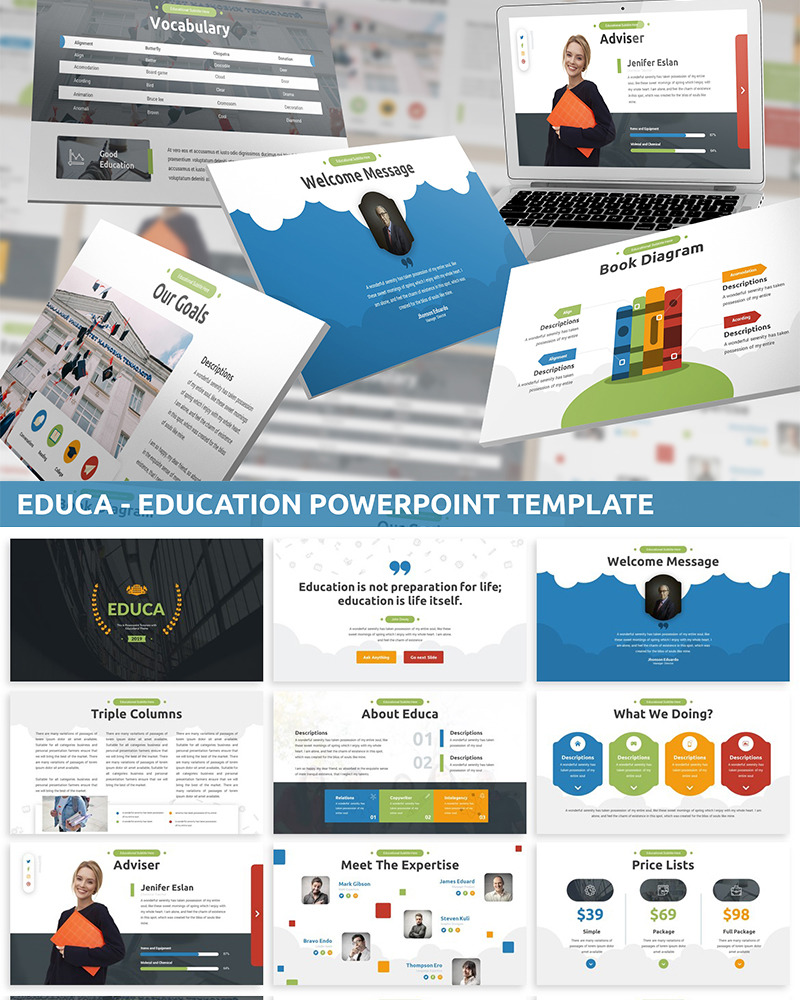 Educa - Education PowerPoint template - TemplateMonster