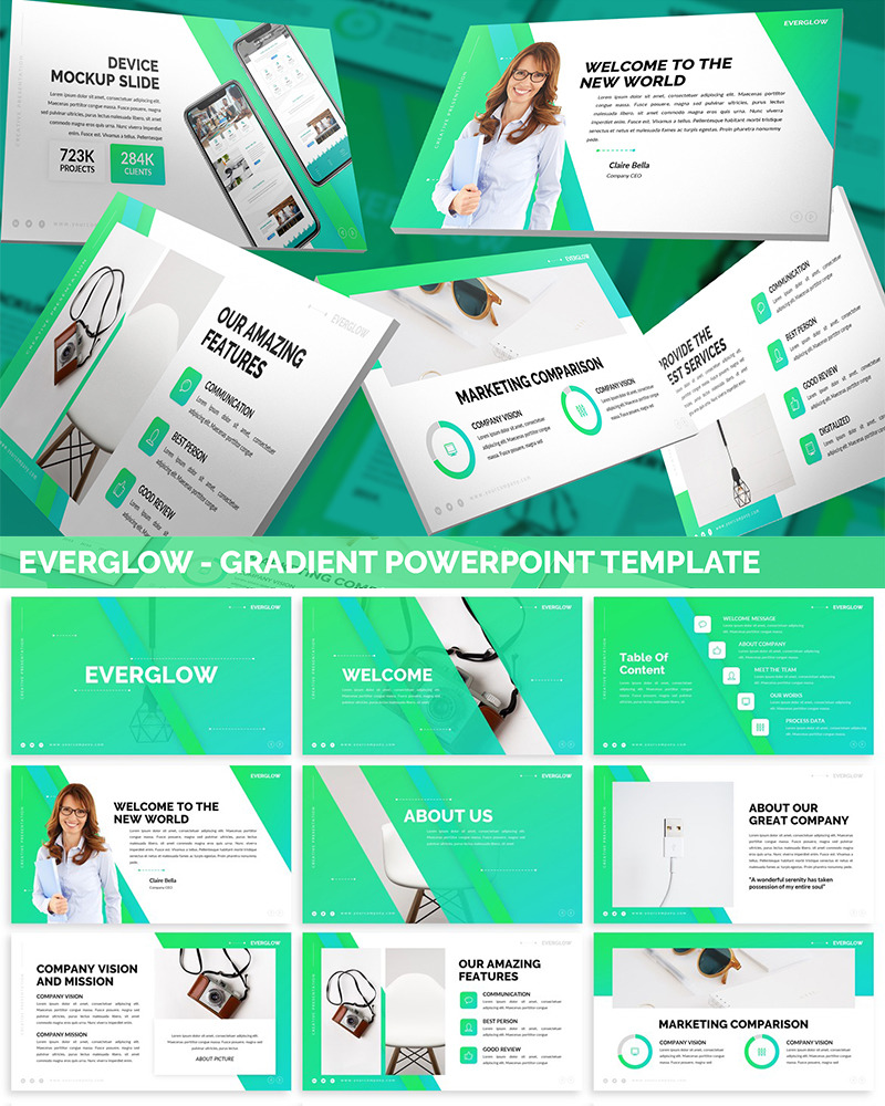 Everglow - Gradient PowerPoint template - TemplateMonster