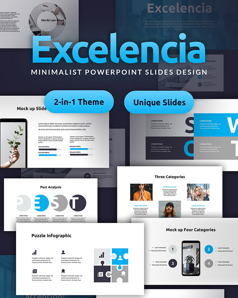 Excelencia Minimalistisches PowerPoint-Folien-Design PowerPoint-Vorlage