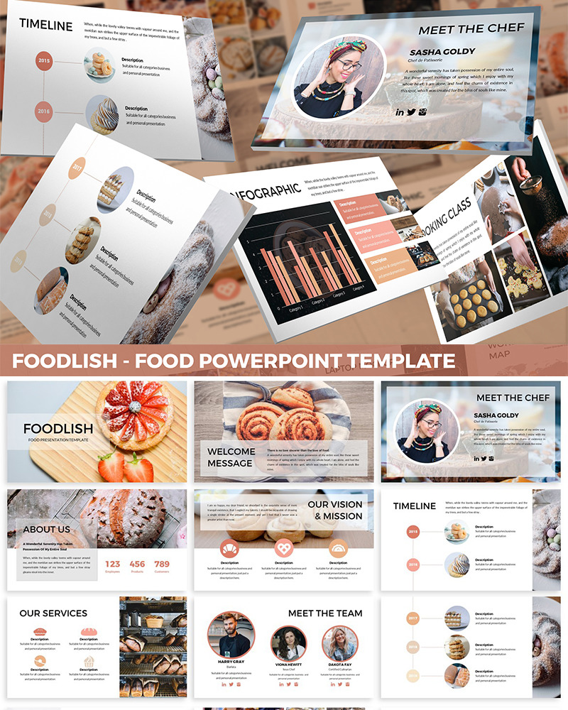 Foodlish - Food PowerPoint template #82193 - TemplateMonster