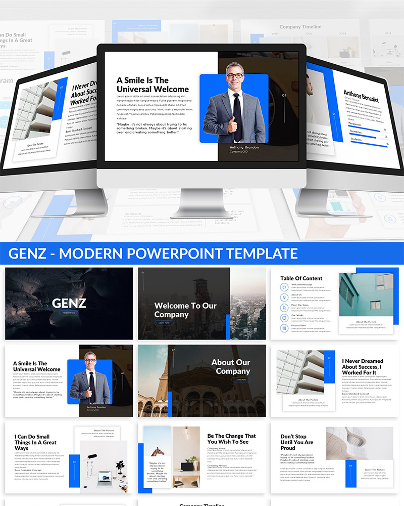 Genz - Modern PowerPoint template #82192 - TemplateMonster