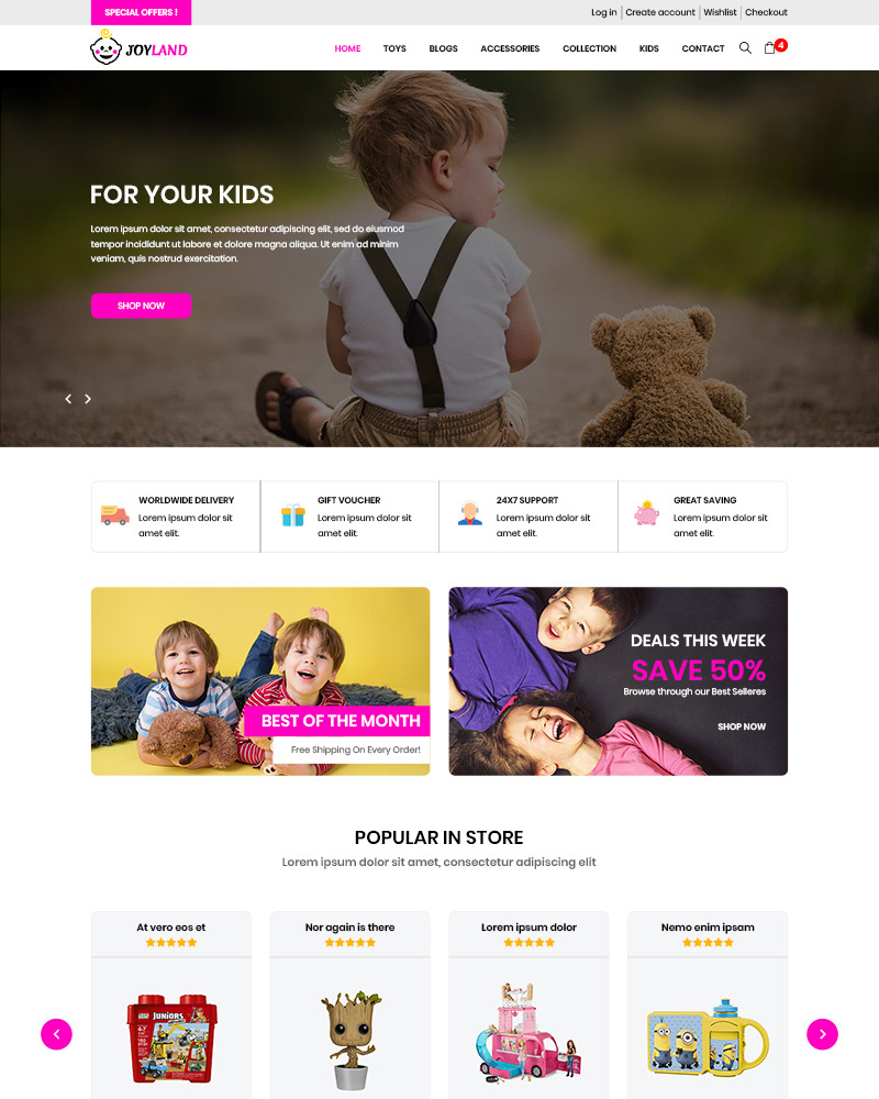 Joyland - Toy Store PSD Template #82129 - TemplateMonster