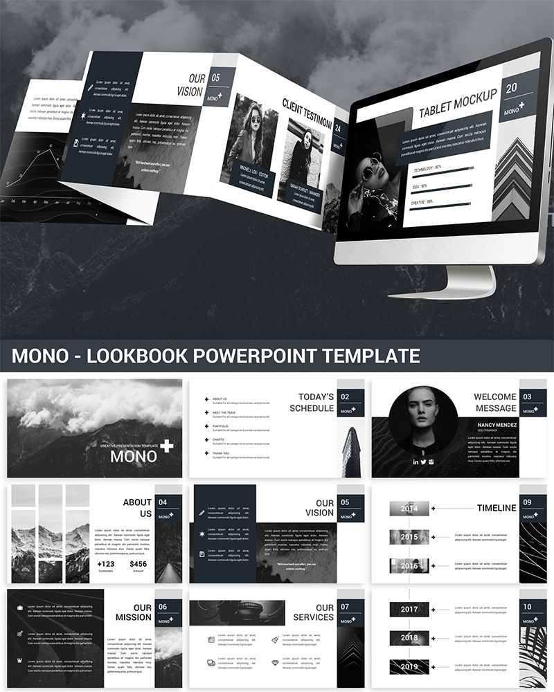 Mono - Lookbook PowerPoint template #82188 - TemplateMonster