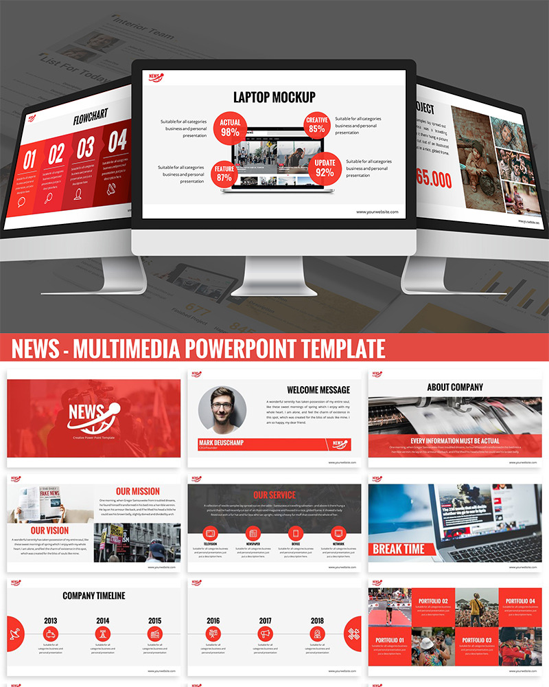 Nachrichten - Multimedia-PowerPoint-Vorlage - TemplateMonster