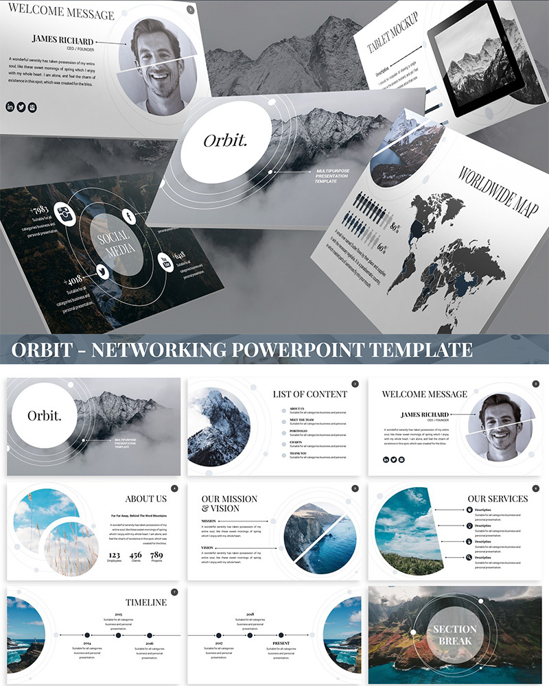 Orbit - Networking PowerPoint template - TemplateMonster