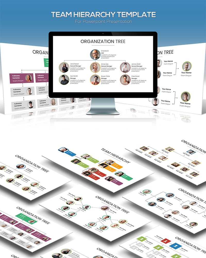 Team Hierarchy PowerPoint template #82141 - TemplateMonster