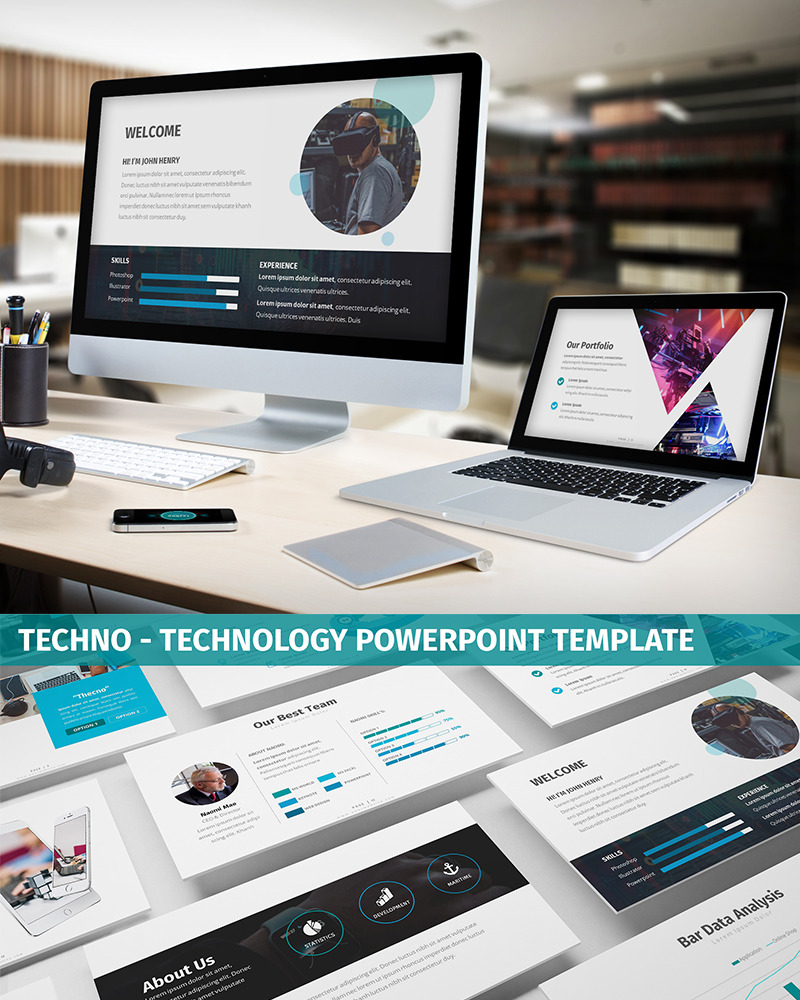 Techno - Technology PowerPoint template - TemplateMonster