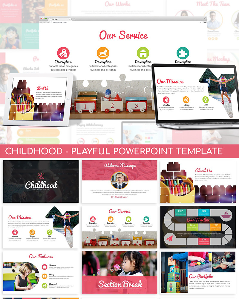 Childhood - Playful PowerPoint template - TemplateMonster