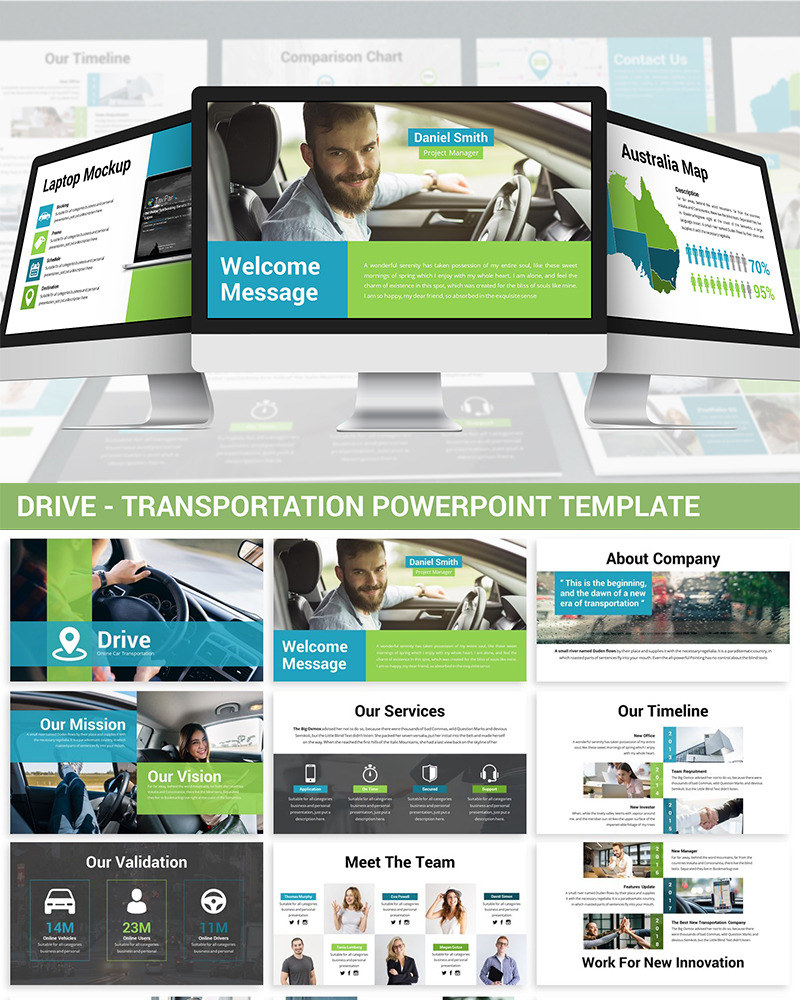 Drive - Transportation PowerPoint template - TemplateMonster