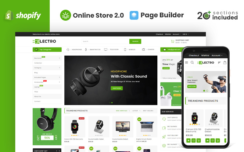 Electro Electronics Shopify Theme #82279 - TemplateMonster