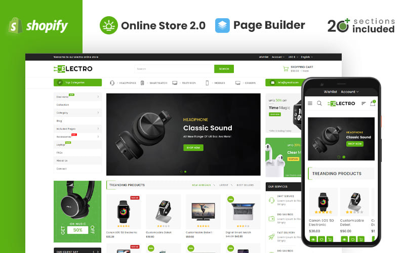 Electro Electronics Shopify Theme #82279 - TemplateMonster