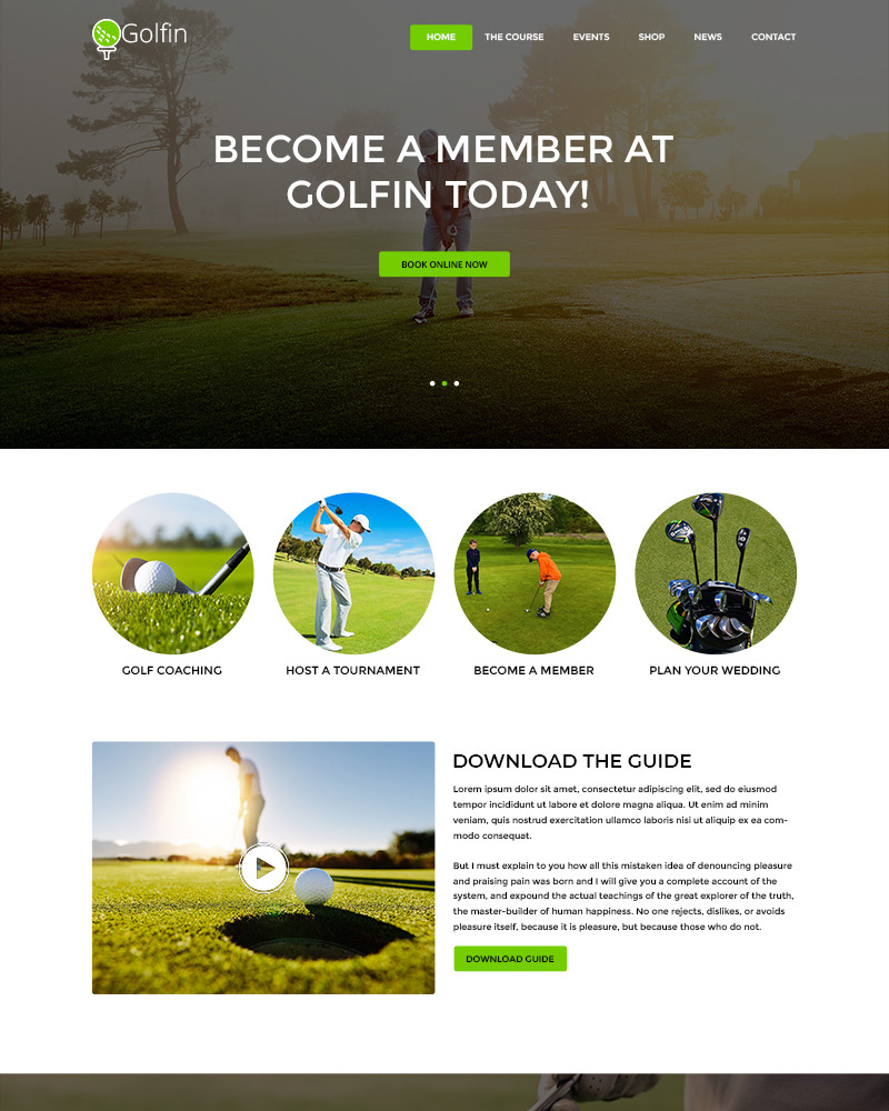 Golfin - Golf Club PSD Template #82218 - TemplateMonster