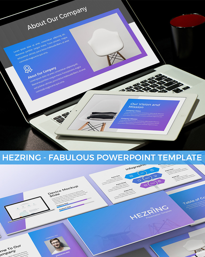 Hezring - Fabulous PowerPoint template - TemplateMonster