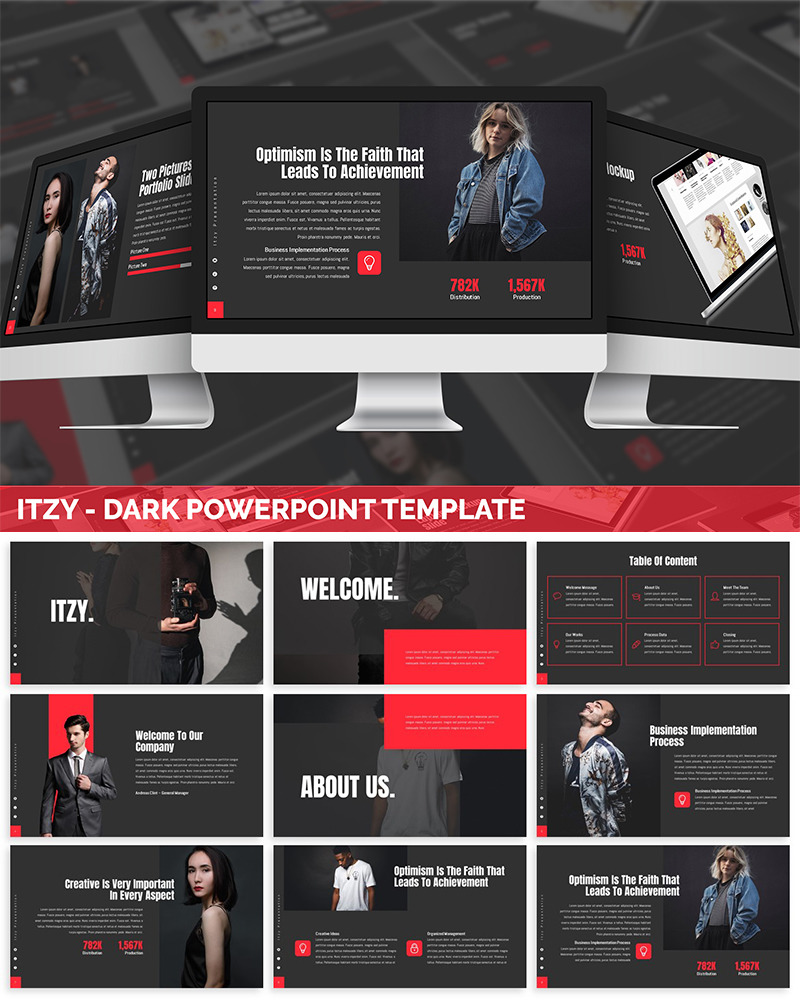 Itzy - Dark PowerPoint template #82250 - TemplateMonster