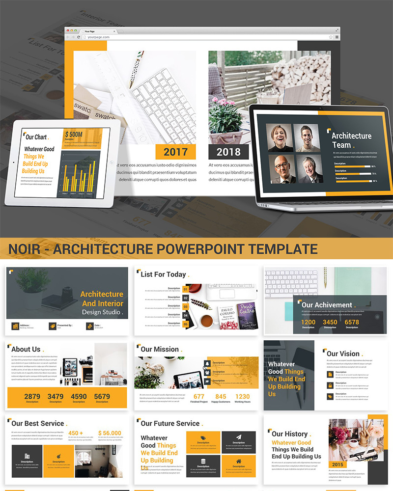 Noir - Architecture PowerPoint template - TemplateMonster