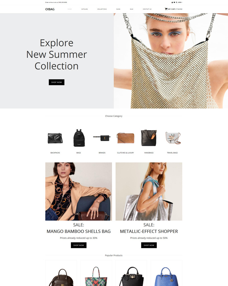 O!BAG - Bag Shop Clean Shopify Theme - TemplateMonster