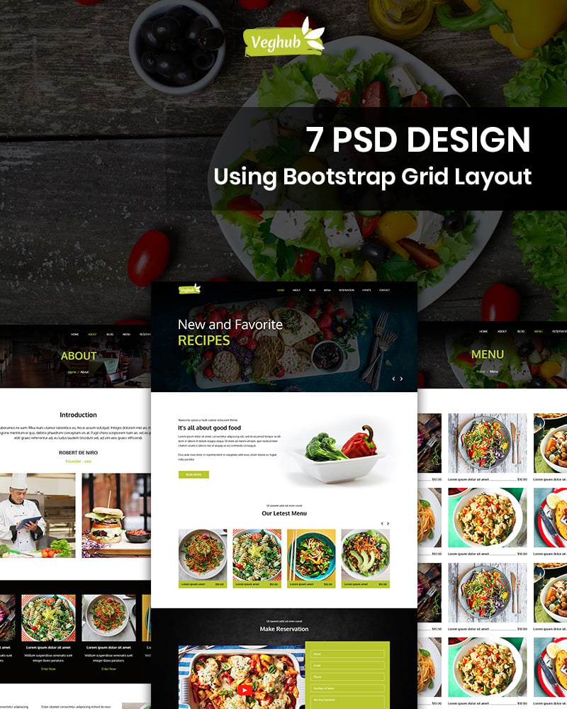 Veghub - Vegetarian Restaurant PSD Template - TemplateMonster