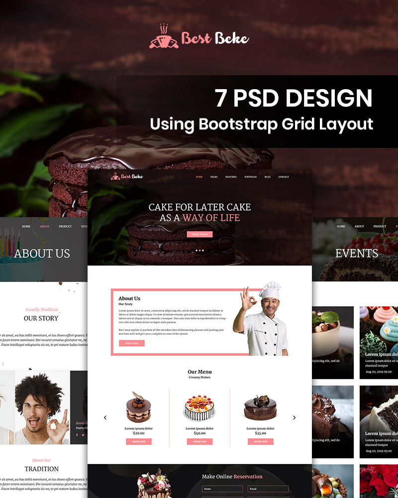 Best Bake - Bakery PSD Template #82415 - TemplateMonster