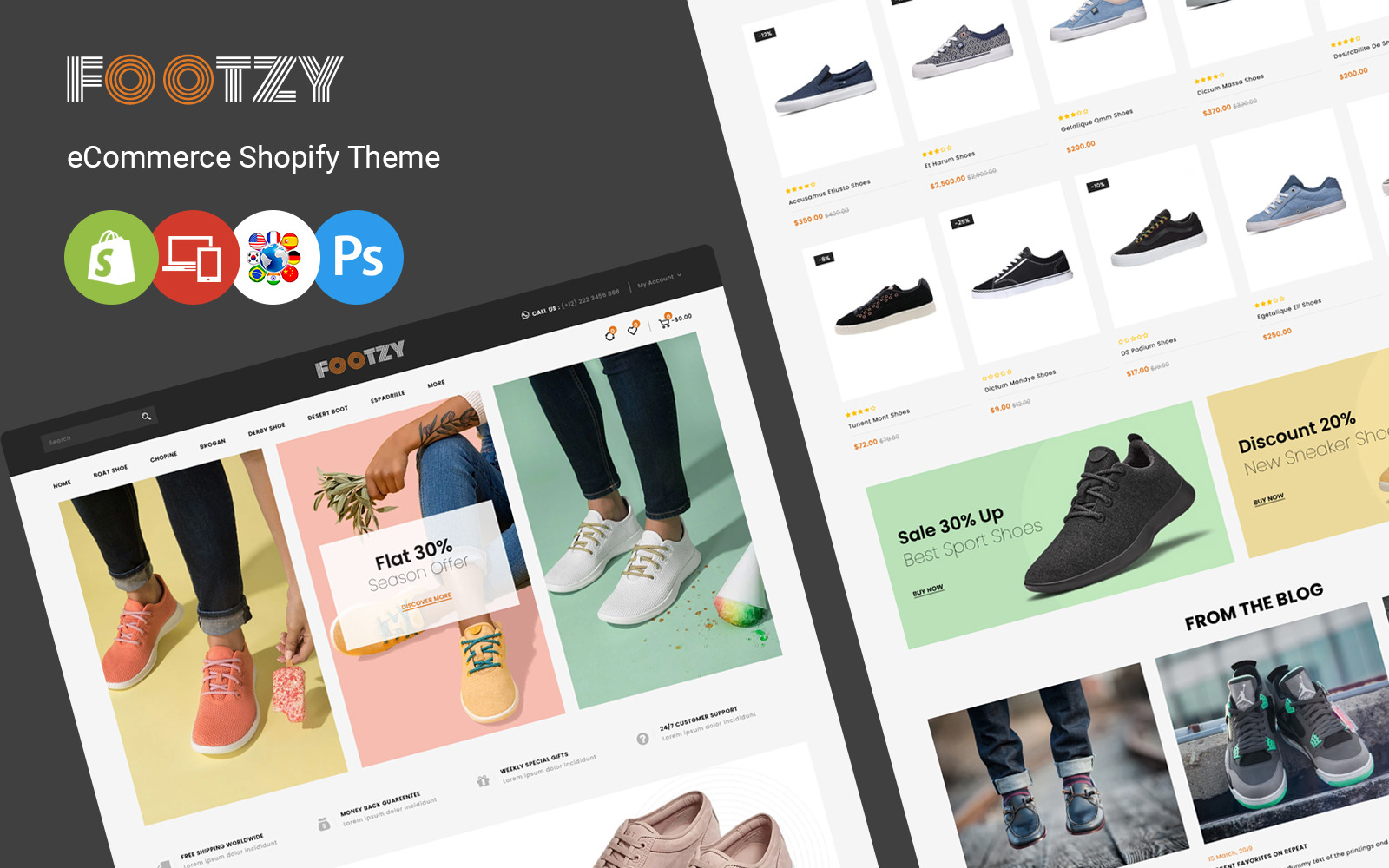Footzy - Shoes Store Shopify Theme #82473 - TemplateMonster