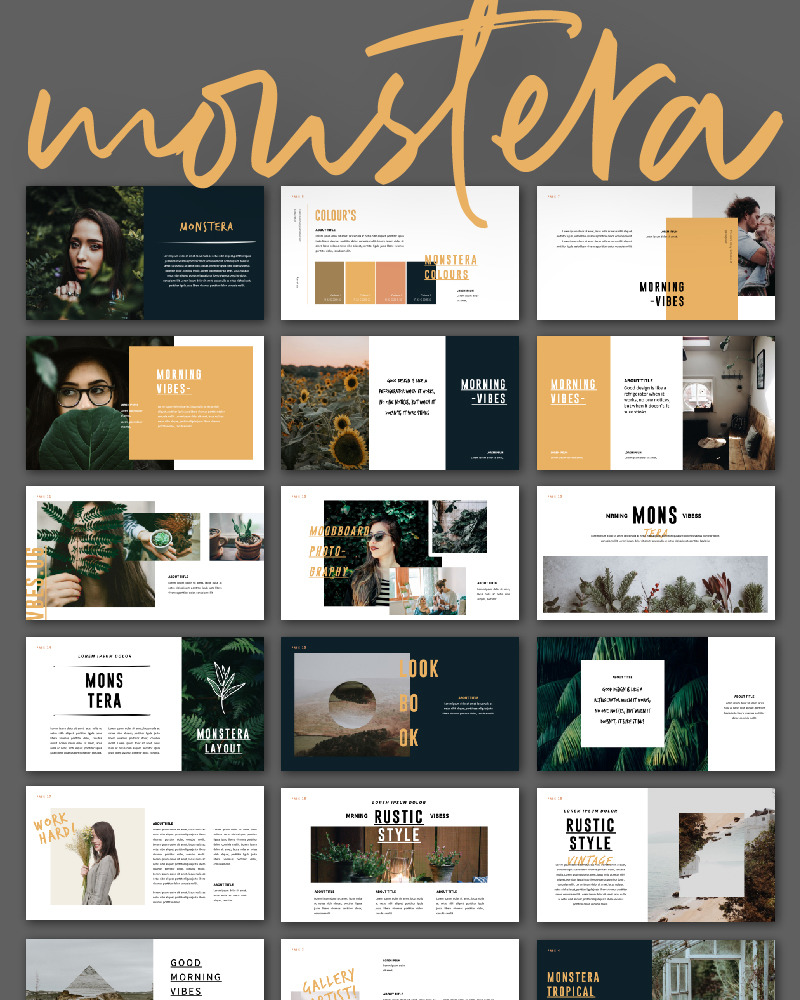 Monstera PowerPoint template #82498 - TemplateMonster