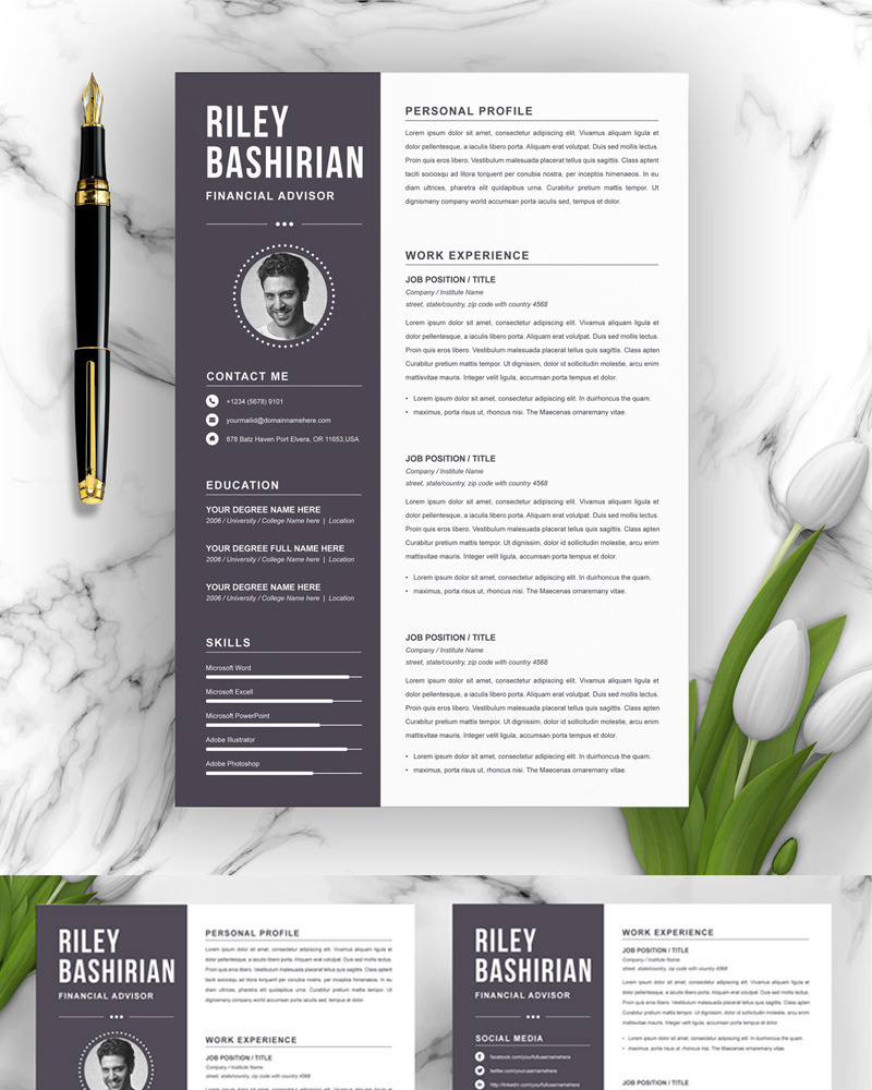 Riley Resume Template #82490 - TemplateMonster