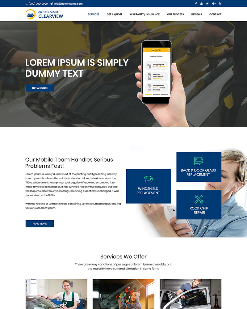 Auto Glass - Car Glass Service PSD Template - TemplateMonster