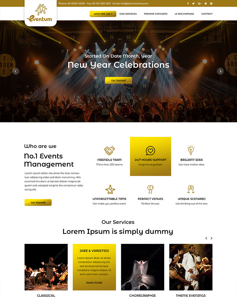 Eventum - Template PSD de gerenciamento de eventos