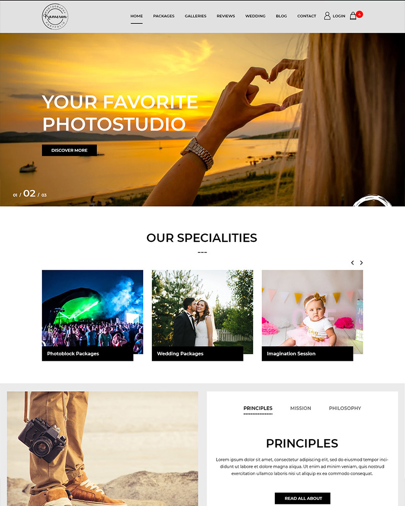 Kameron - Photography Studio PSD Template - TemplateMonster