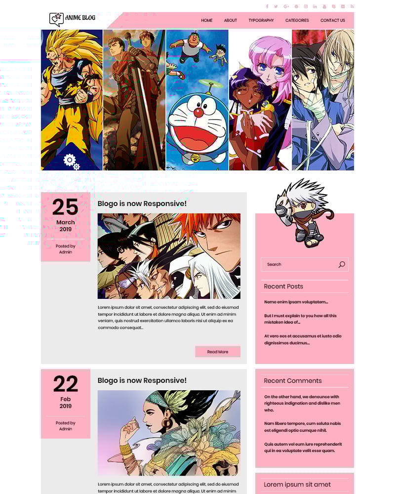 Anime Blog - Manga Cartoon Blogger PSD Template