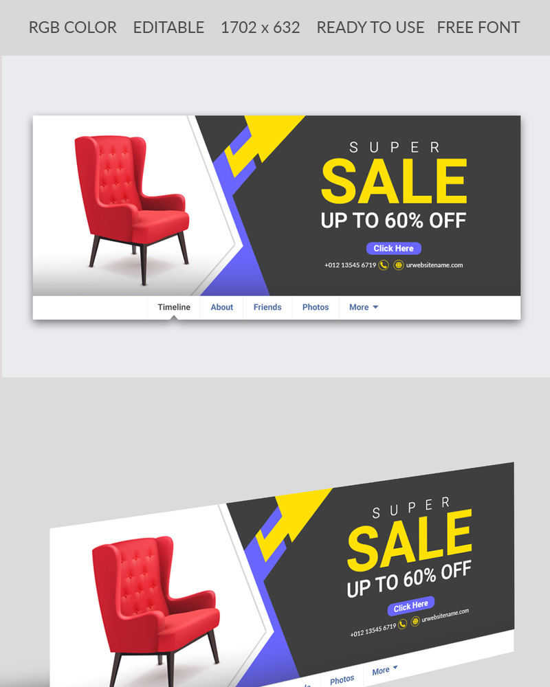 Sale Facebook Cover Design Social Media Template