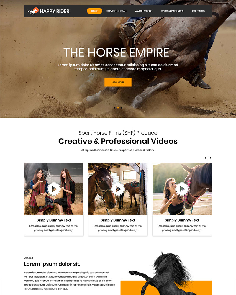 Happy Rider - Horse Riding PSD Template - TemplateMonster