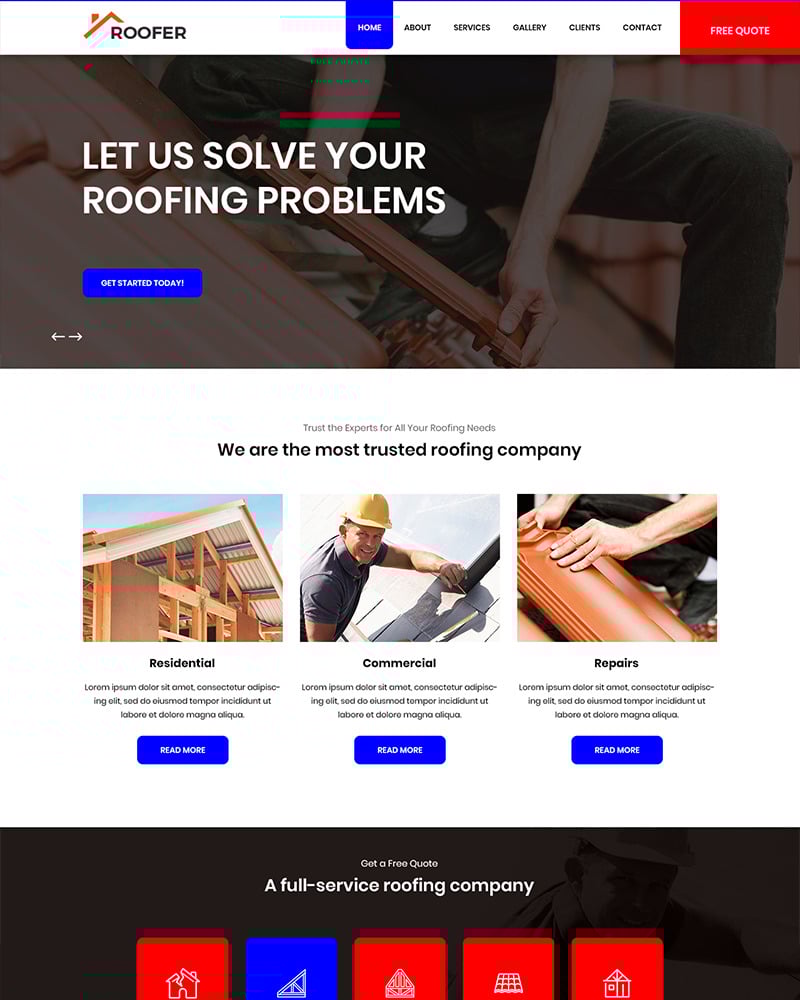 Roofer - Roofing Services PSD Template - TemplateMonster