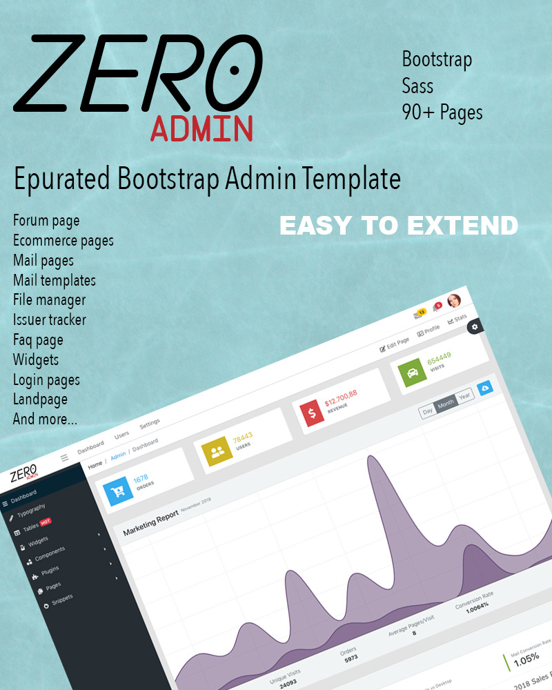 Zero Admin Template #82792 - TemplateMonster