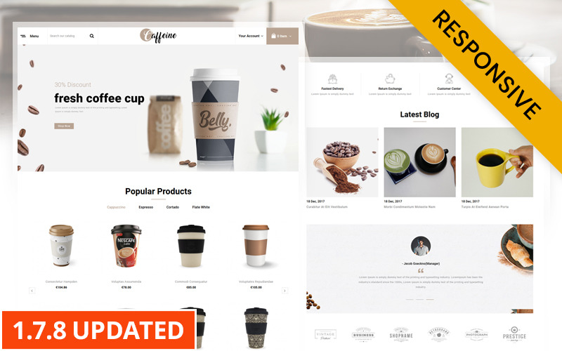 Caffeine - Coffee Store PrestaShop Theme - TemplateMonster