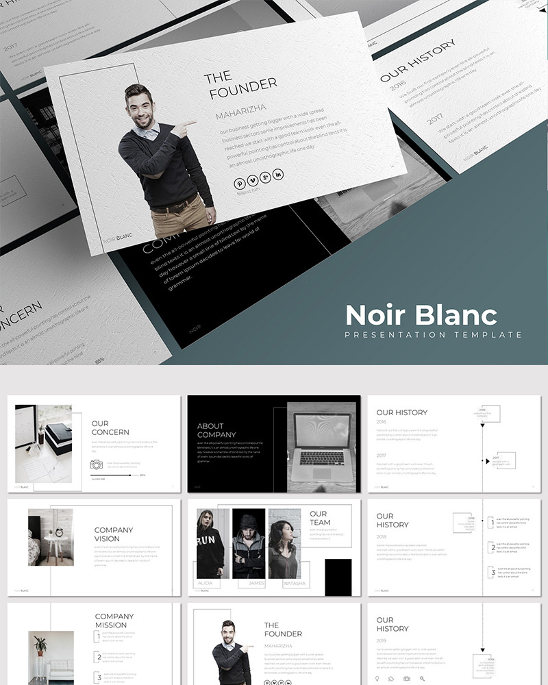 Noir Blanc PowerPoint template #82899 - TemplateMonster