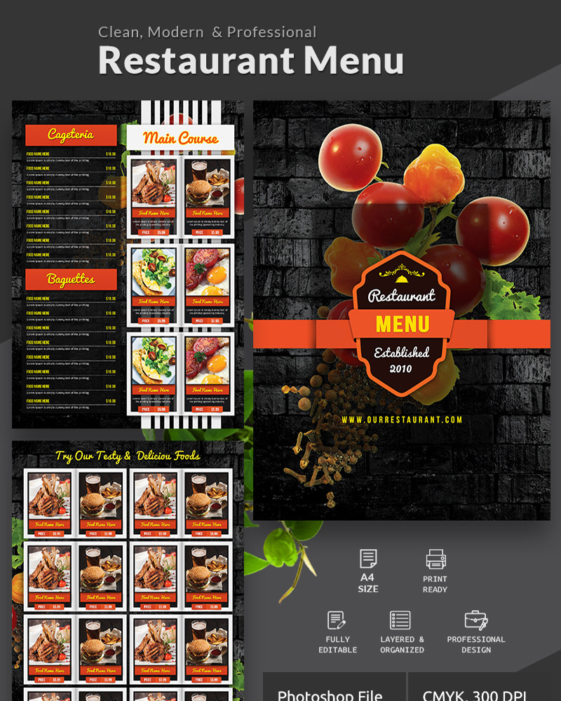 Food Menu Corporate Identity Template - TemplateMonster